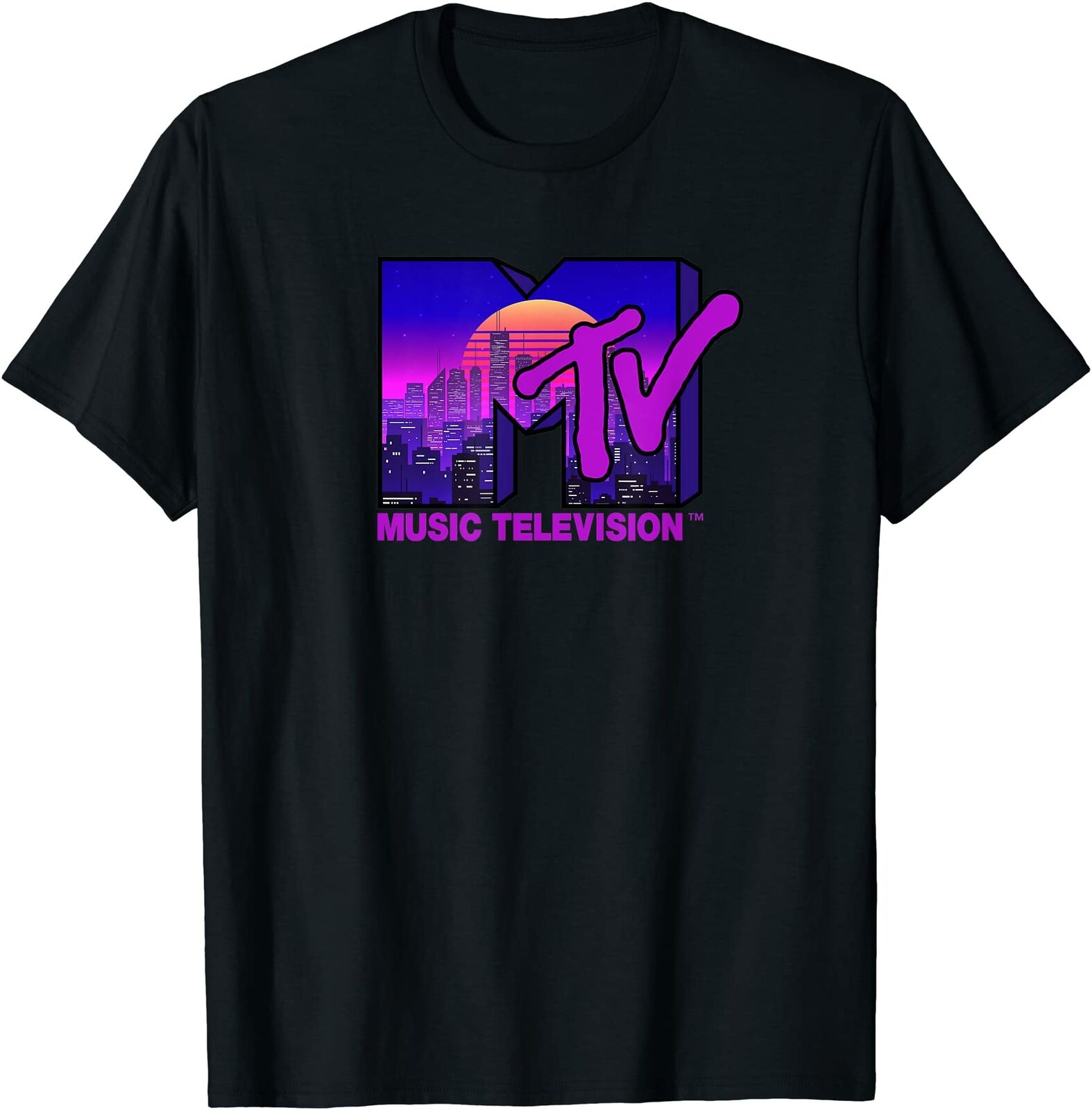 Aesthetic MTV Logo Futuristic Vaporwave City T-Shirt S-2XL - Walmart.com