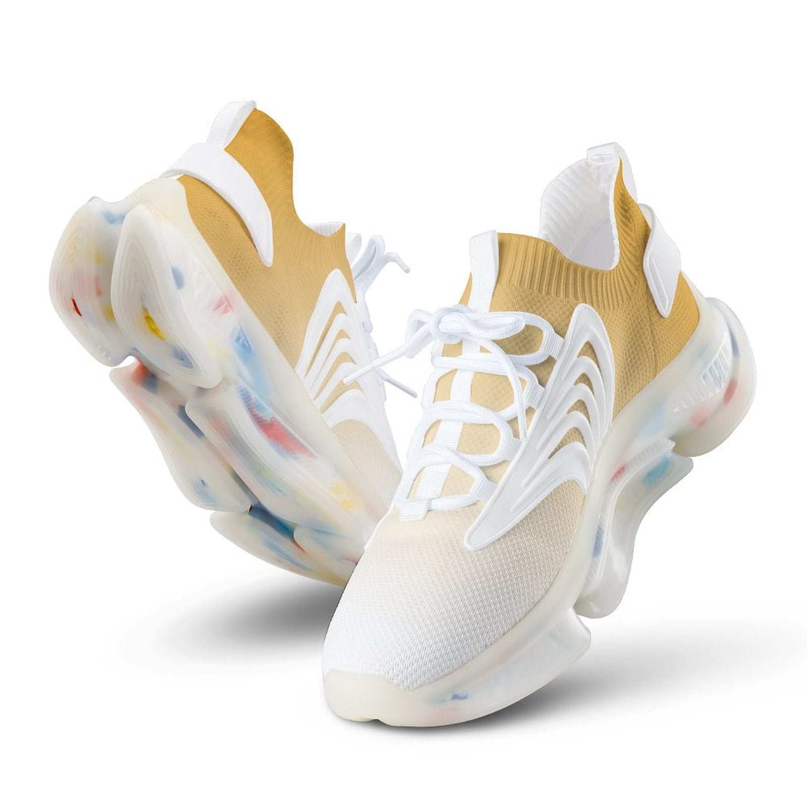 Aesthetic Maize Yellow And White Gradient Walking Shoes for Men Woman ...