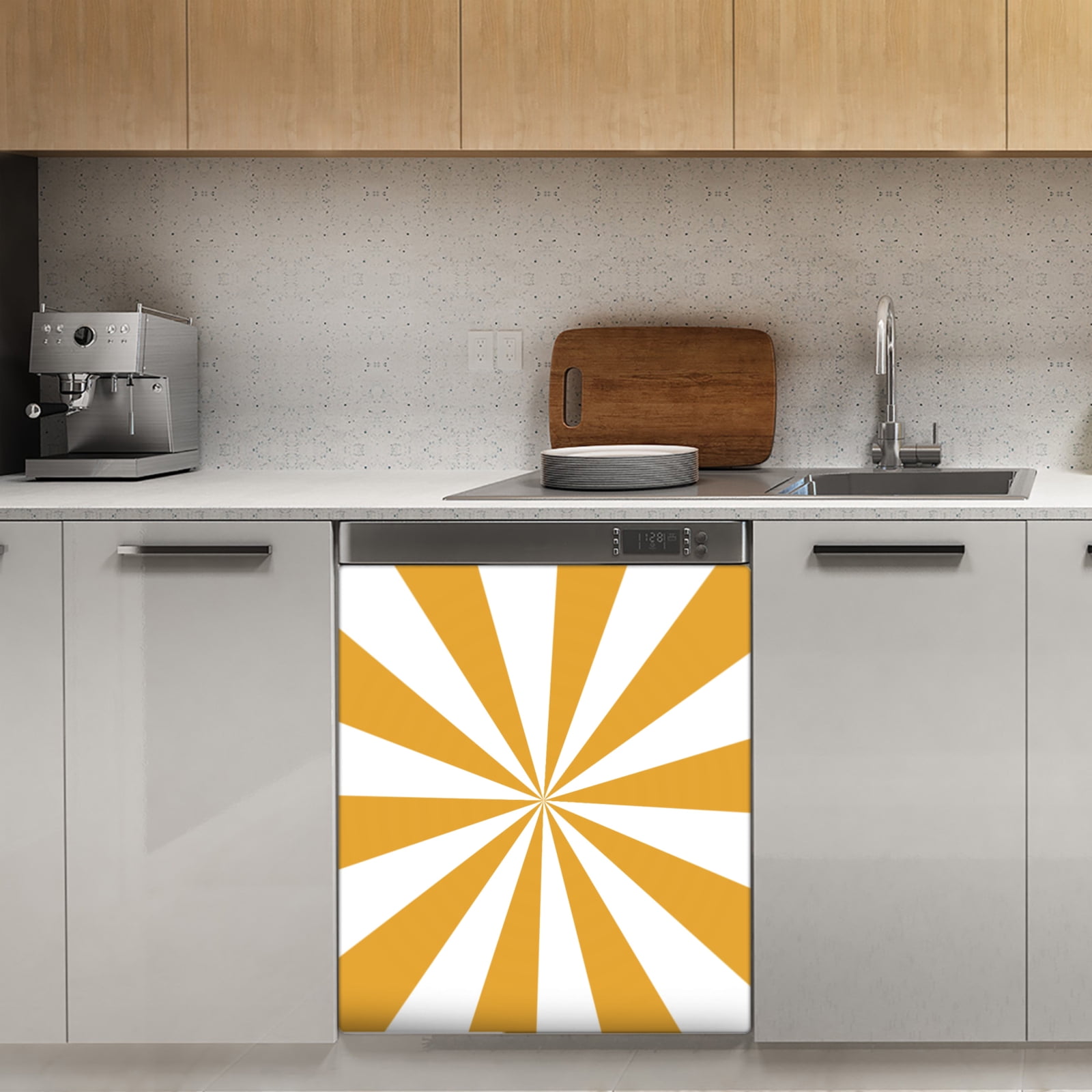 Aesthetic Maize Yellow and White Sunburst Dishwasher Magnet Cover ...