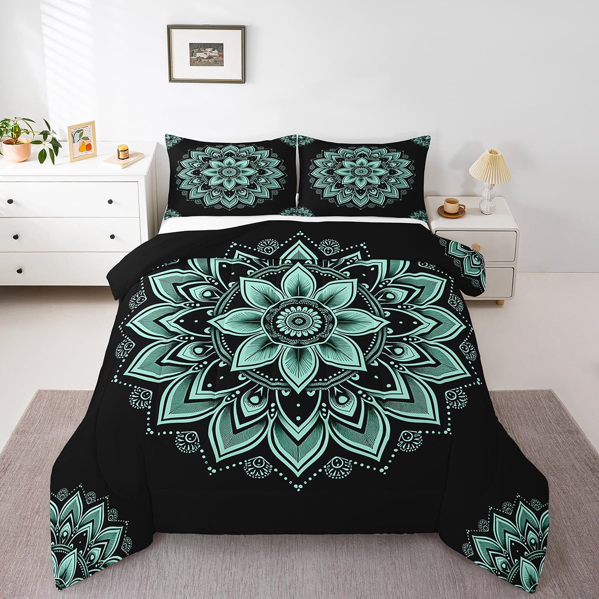 Aesthetic Mandala Bedding Twin Size Bohemian Flower Comforter Set Twin ...