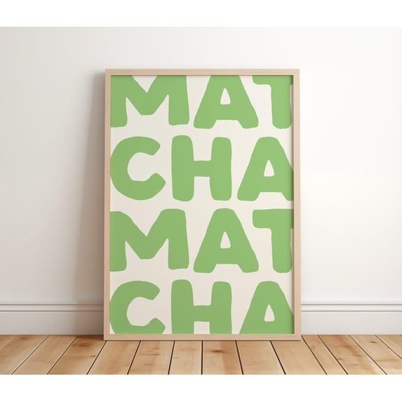 Aesthetic Matcha Kitchen Wall Art Coffee Bar Decor Latte Lover Green ...