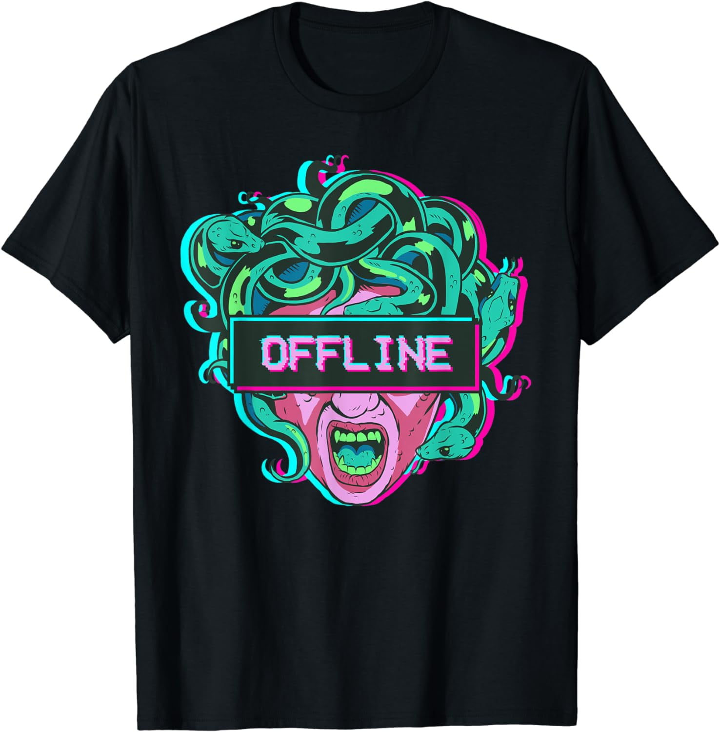 Aesthetic Medusa Snake Head Offline Gorgon Vaporwave T-Shirt - Walmart.com