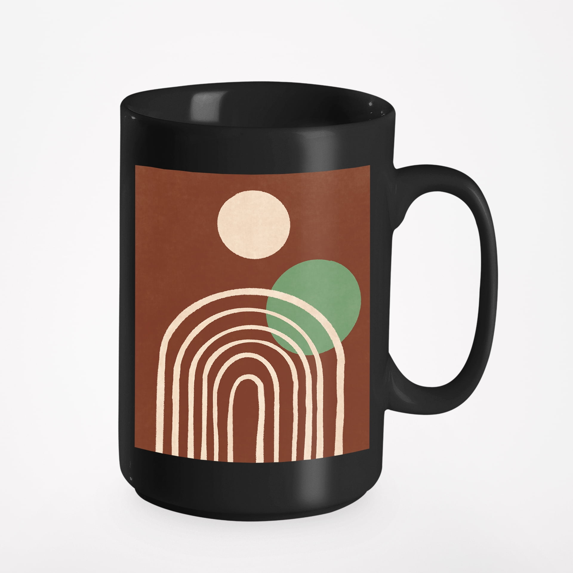 Aesthetic Minimalism Boho Art or Design Merch Gift, Black 15oz Ceramic ...