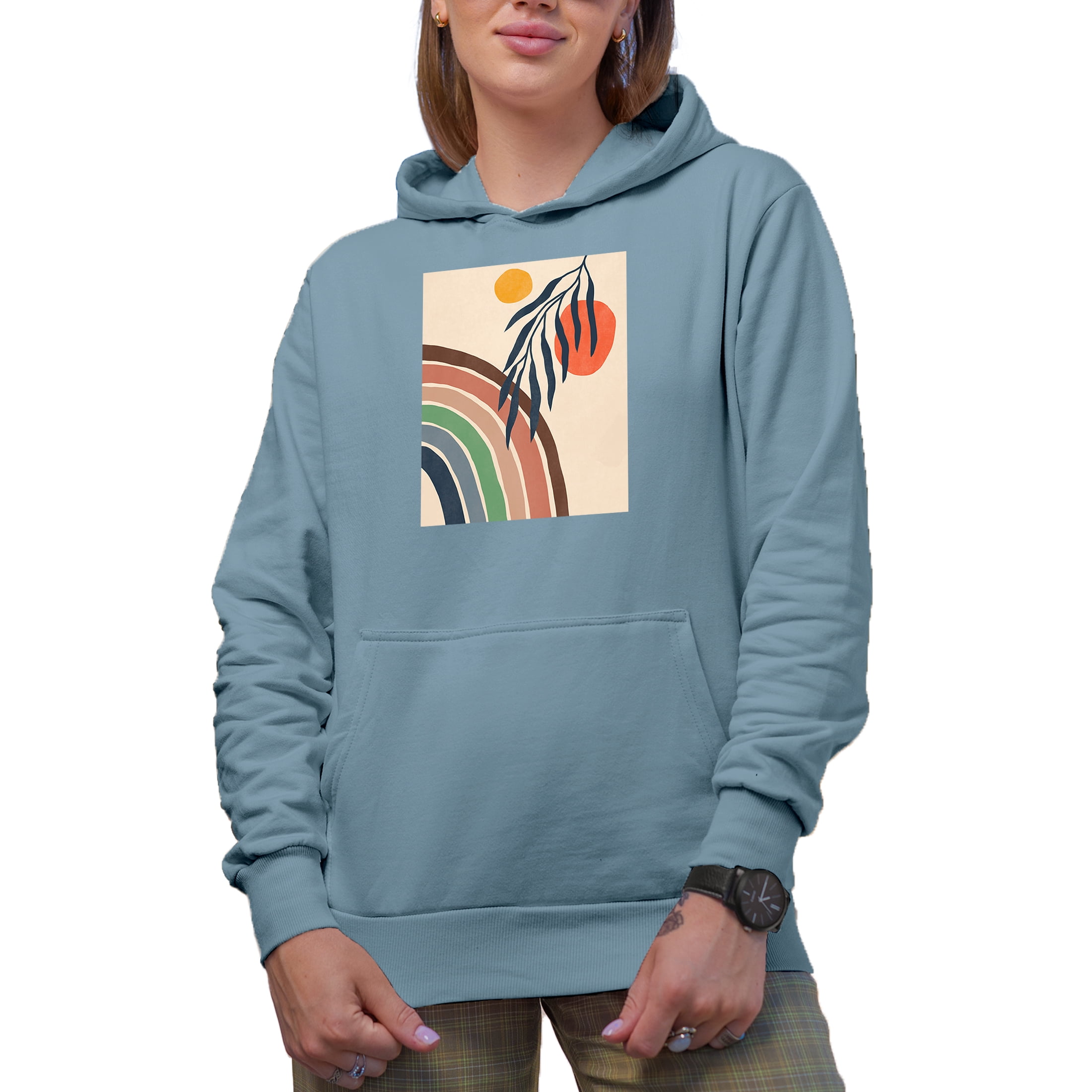 Aesthetic Minimalism Boho Rainbow & Sun Art Merch Gift, Light Blue ...