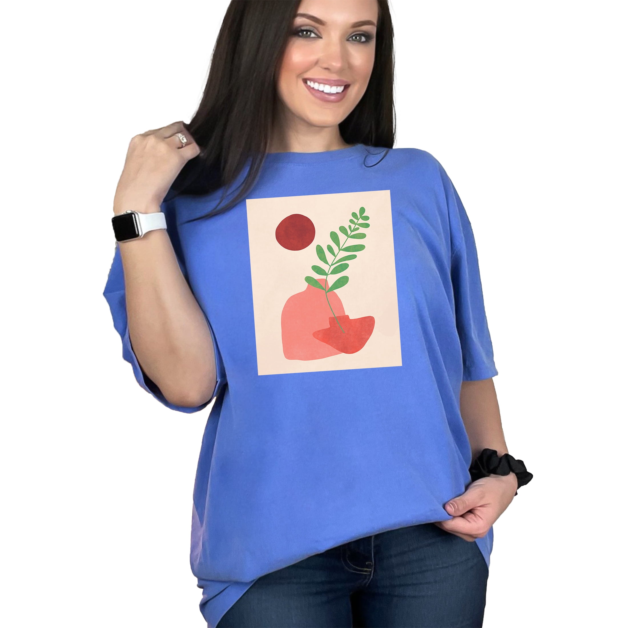 Aesthetic Minimalism Boho Sun & Vase or Botanical Art or Design, Flo Blue Comfort Colors T-Shirt ...