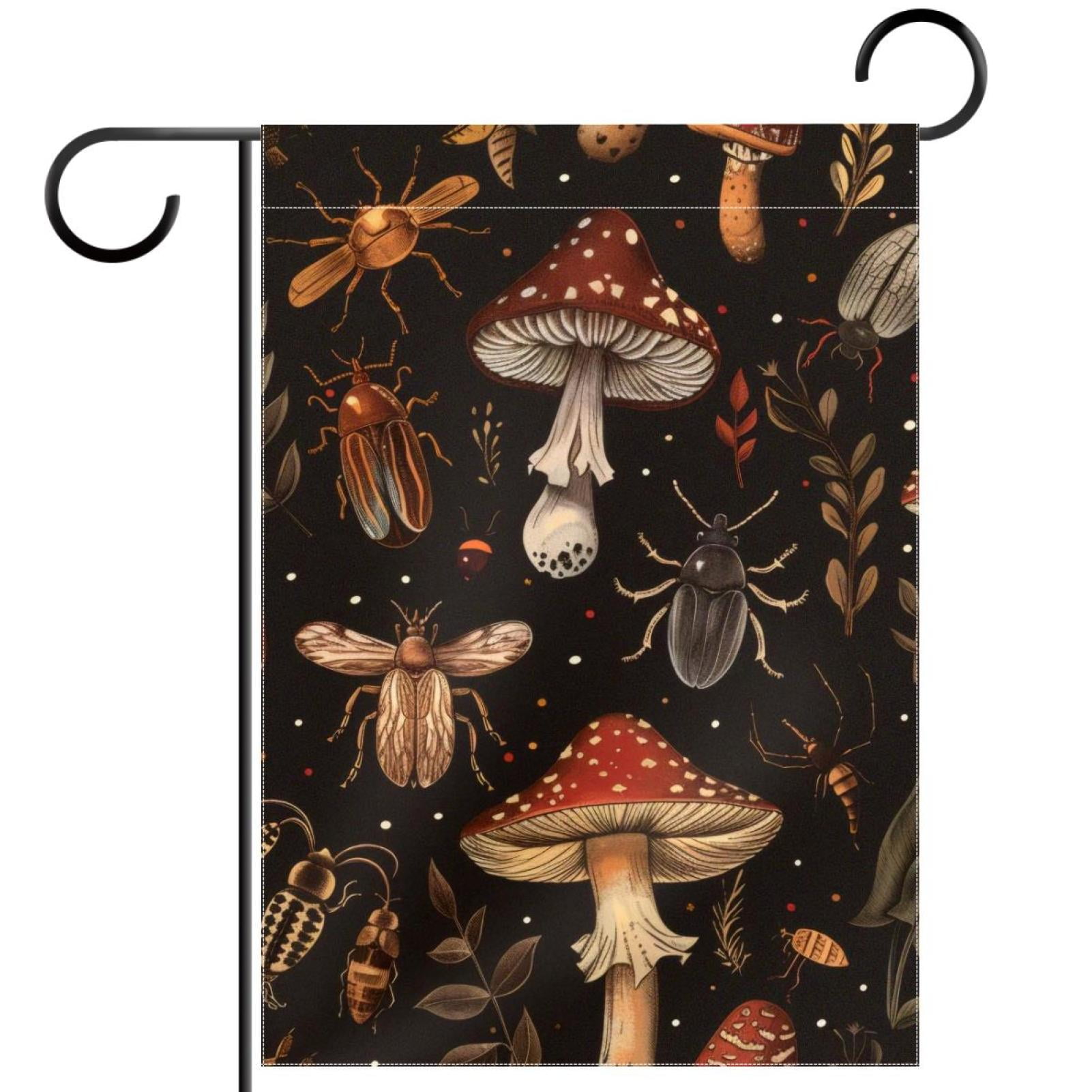 Aesthetic Mushroom Insects Pattern Welcome Garden Flags, 12 x 18 Inch ...