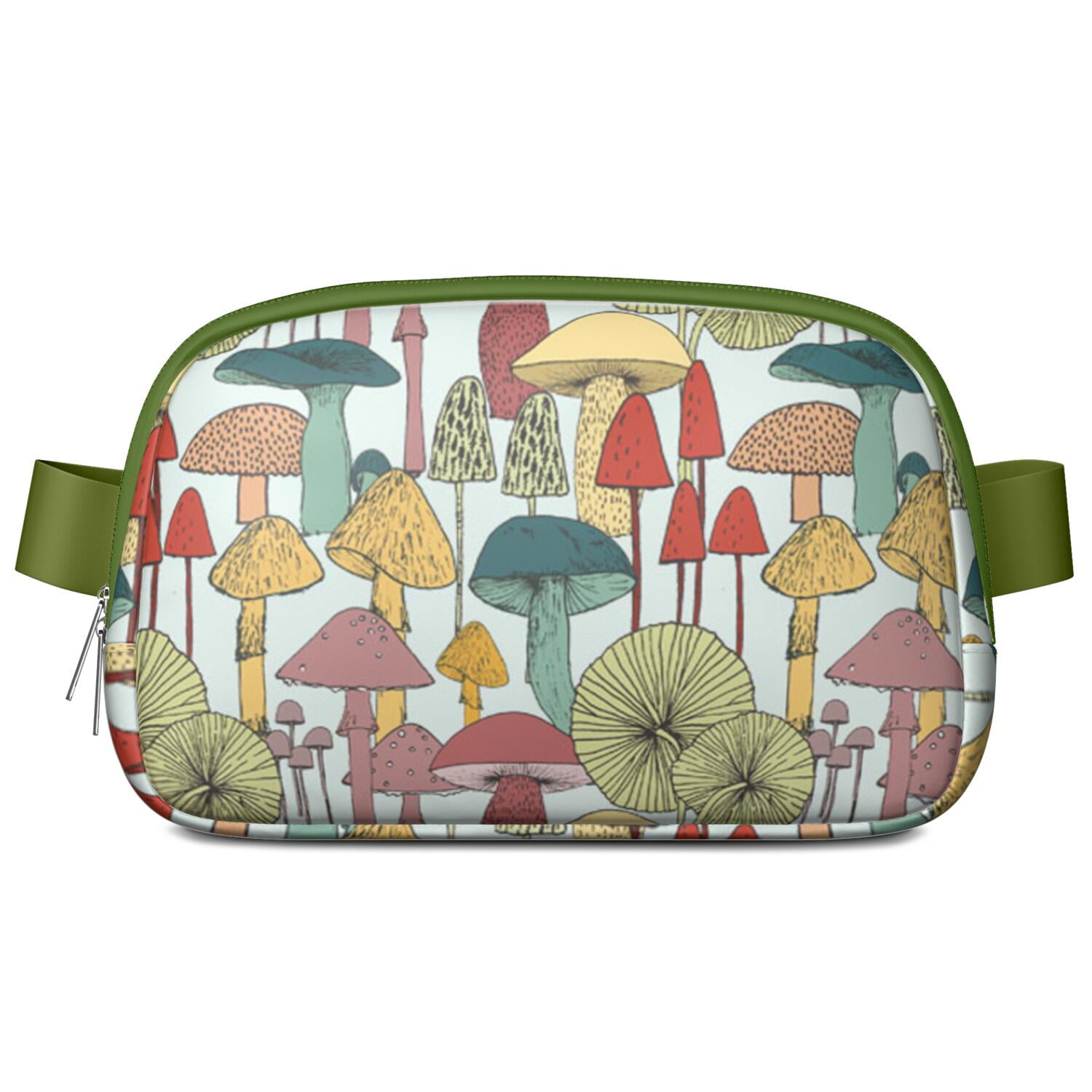 Aesthetic Mushroom and Forest Print Belt Bag – Waterproof Lightweight ...