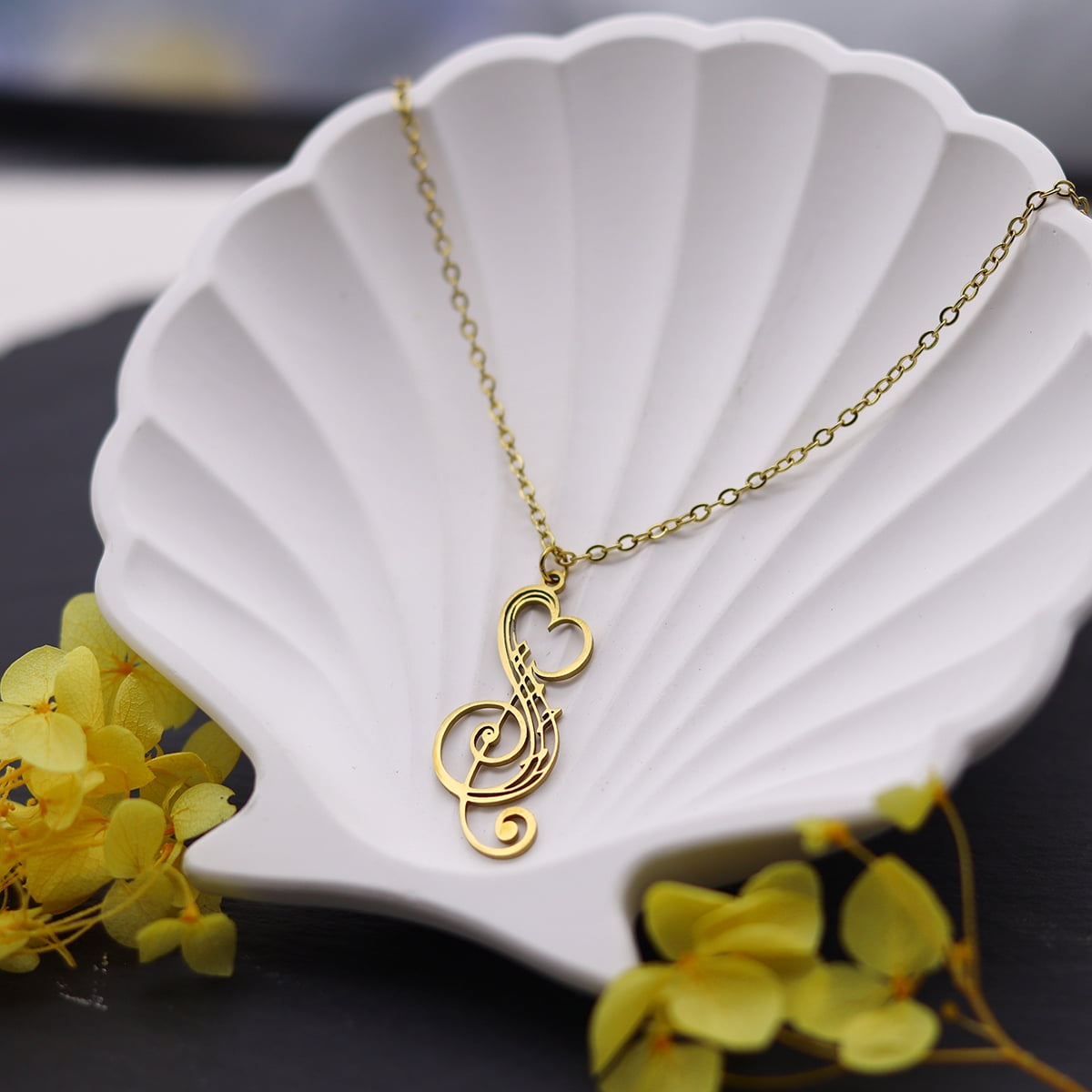 Aesthetic Music Note Heart of Treble Clef Stainless Steel Musical Chain ...