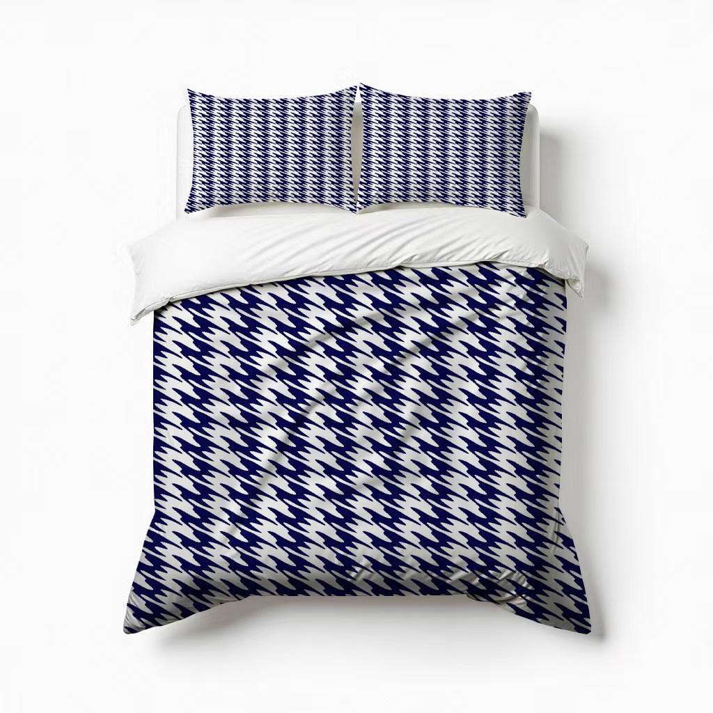 Aesthetic Night Blue And White Ripple Bedding Set 3 Pcs Soft Microfiber ...