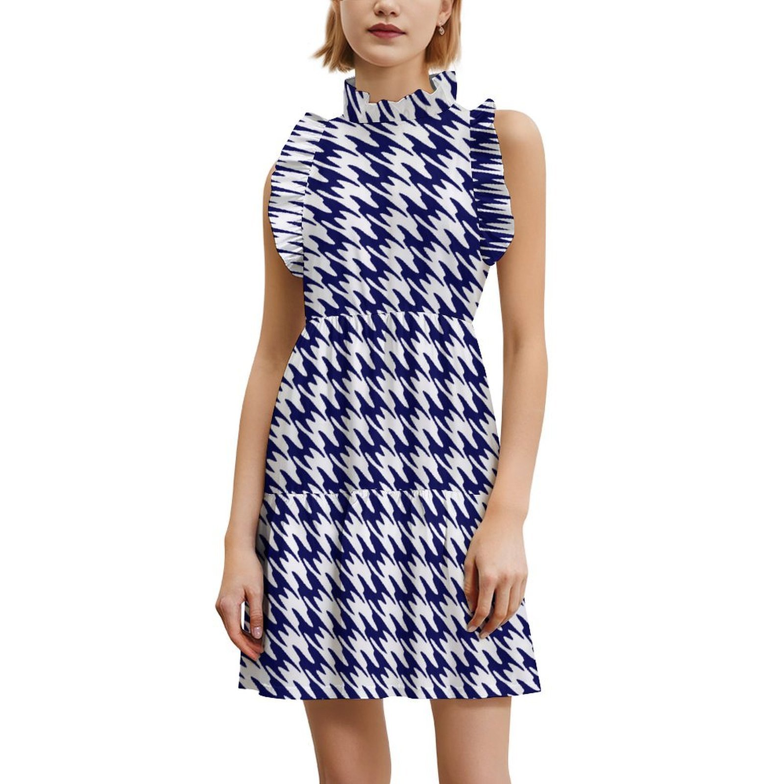 Aesthetic Night Blue And White Ripple Women's Fashion Casual Dress ...