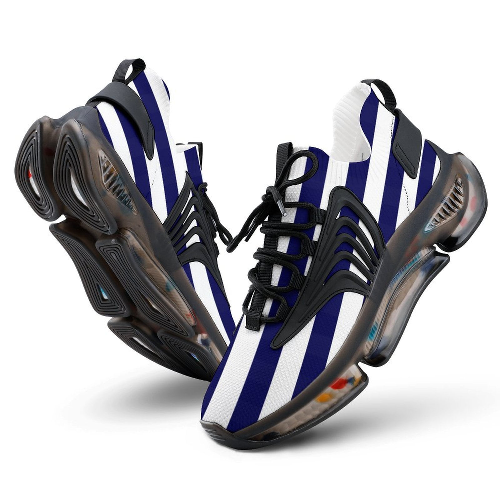 Aesthetic Night Blue And White Vertical Walking Shoes for Men Woman ...