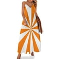 Aesthetic Orange And White Sunburst Sleeveless Dress Loose Women's Dress Dresses Luxury Evening ...