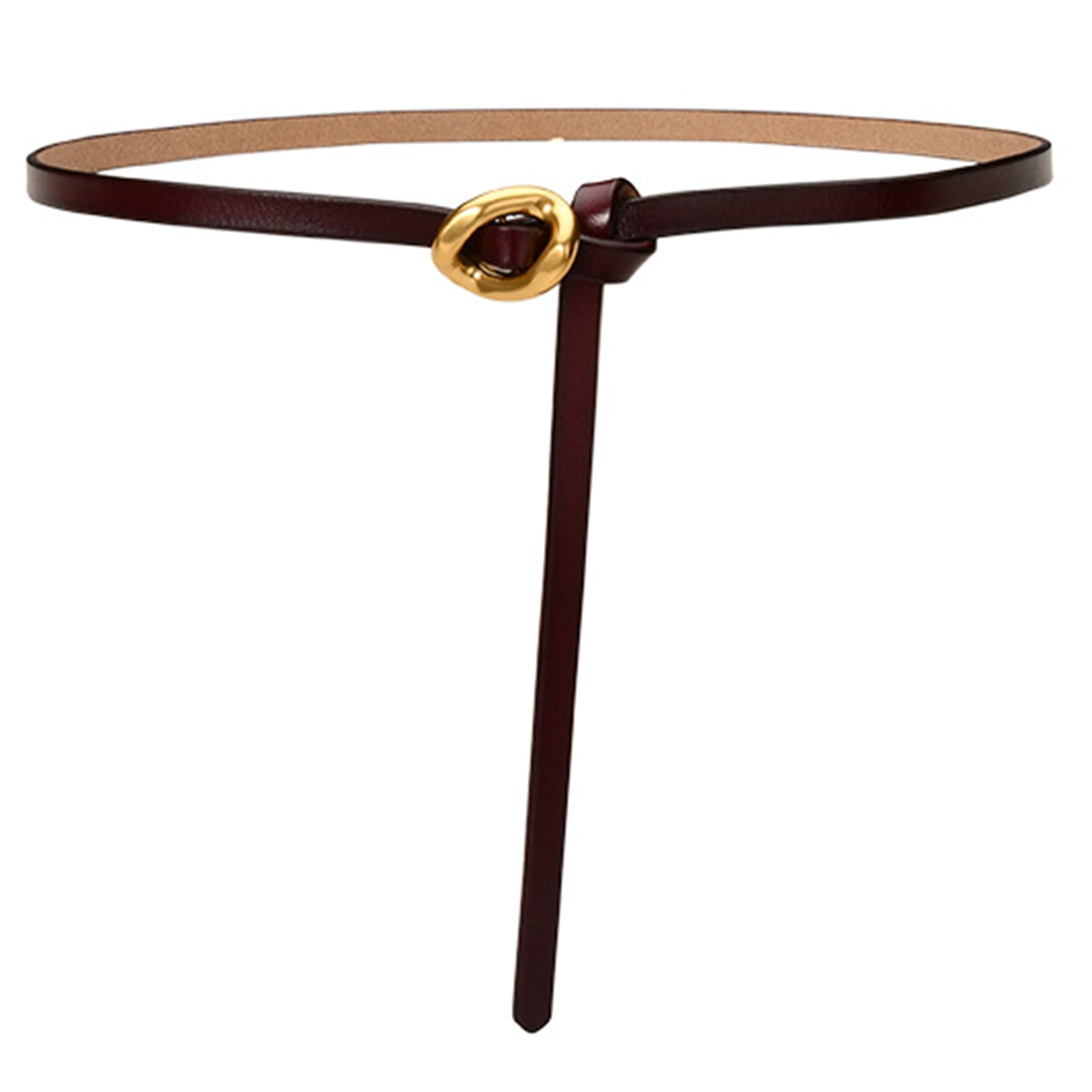 Aesthetic Oval Buckle Knotted Belt for Women Leather Waist Belt Simple ...