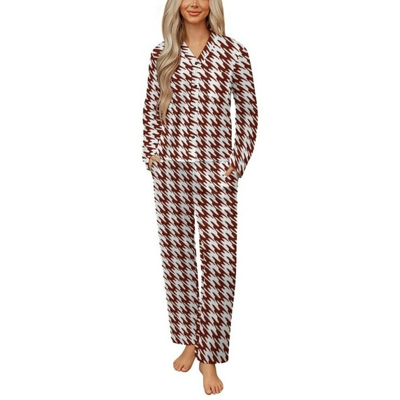 Aesthetic Oxide Red And White Ripple Womens Pyjamas Set Button Up ...