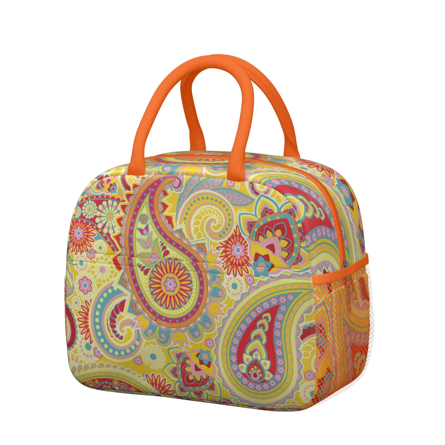 Aesthetic Paisley Pattern Lunch Bag - Reusable Insulated Lunch Box, Colorful & Decorative ...