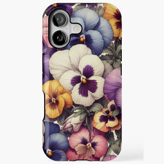 Aesthetic Pansy Flower Design Phone Cover for iPhone 11 12 13 14 15 16 ...