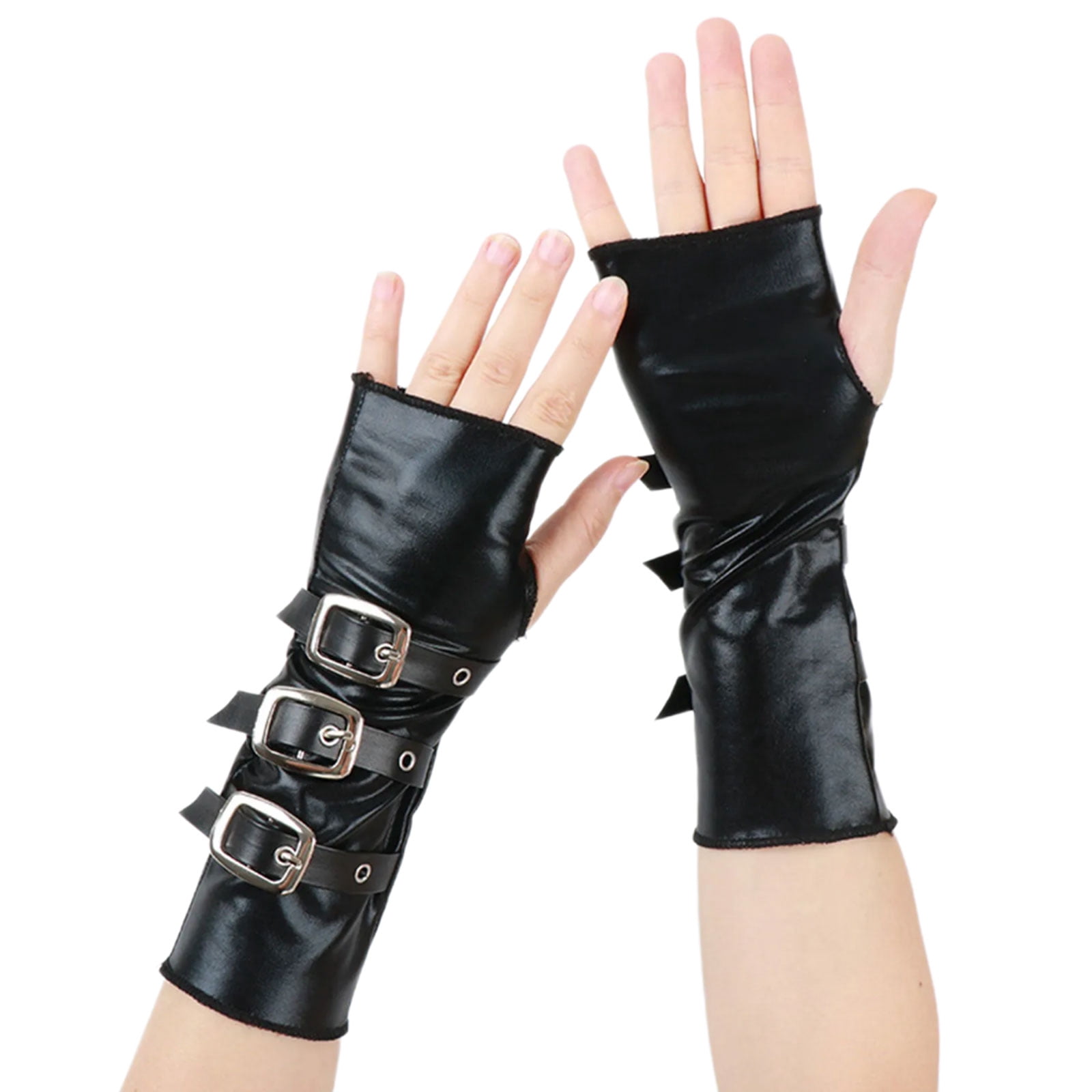 Aesthetic Party Gloves Stylish Metal Buckles Comfortable PU Leather Arm ...