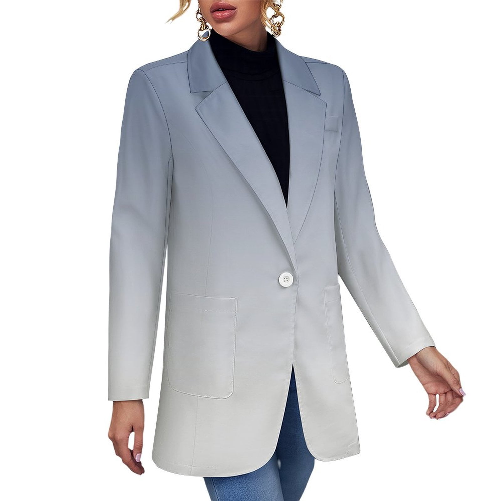 Aesthetic Pastel Blue And White Gradient Woman Casual Loose Suits ...