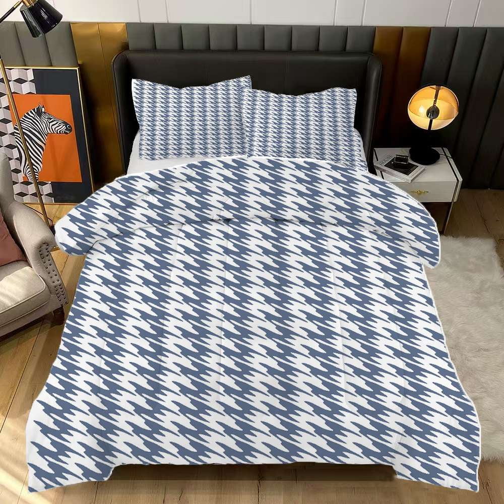 Aesthetic Pastel Blue And White Ripple Comforter Set Full Size Bedding ...