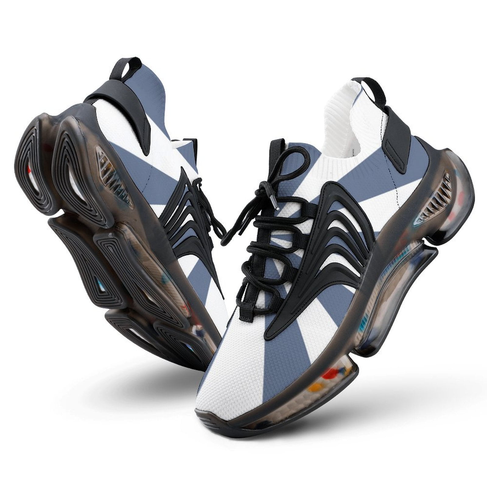 Aesthetic Pastel Blue And White Sunburst Walking Shoes for Men Woman ...