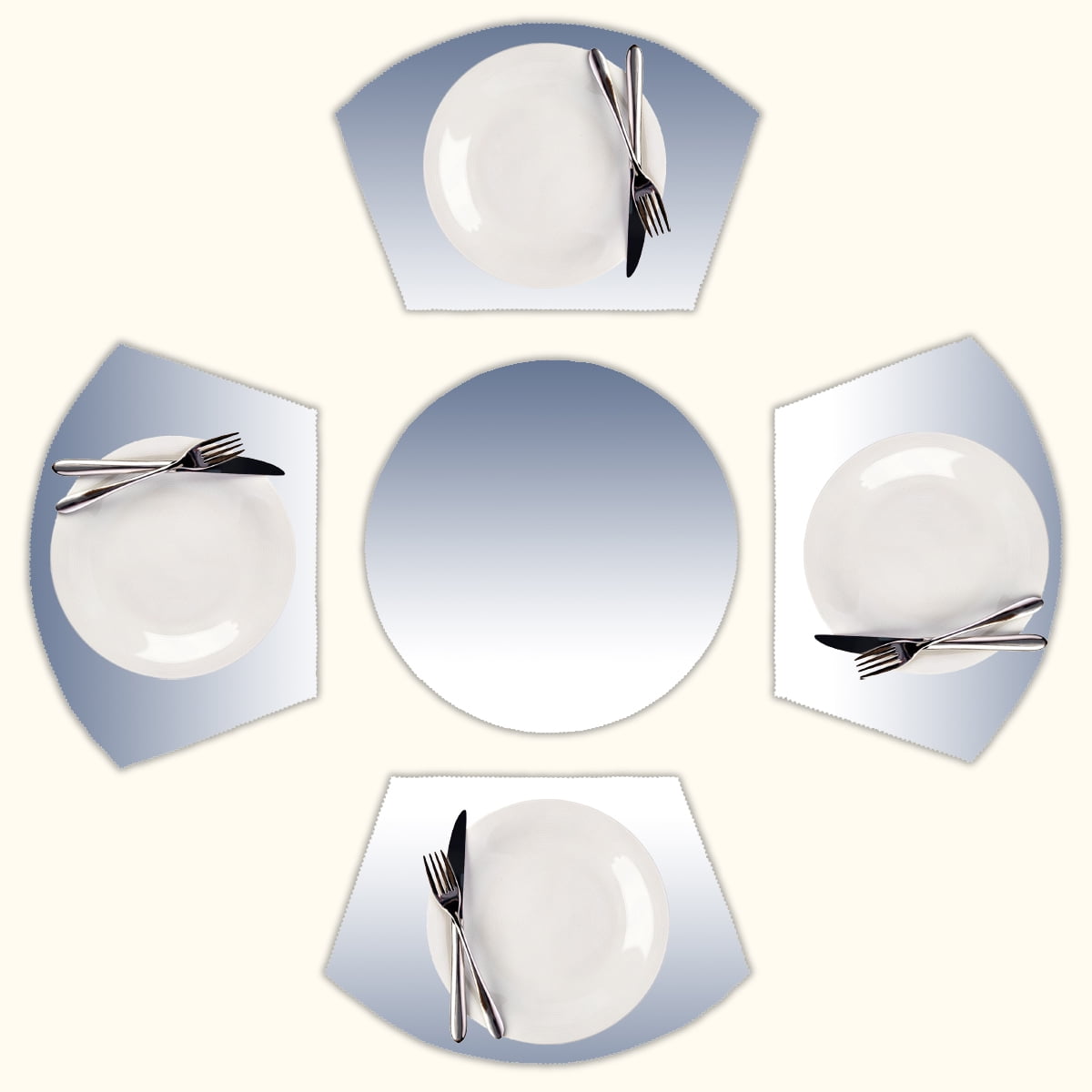 Aesthetic Pastel Blue and White Gradient Round Table Placemats Set Of 5 ...