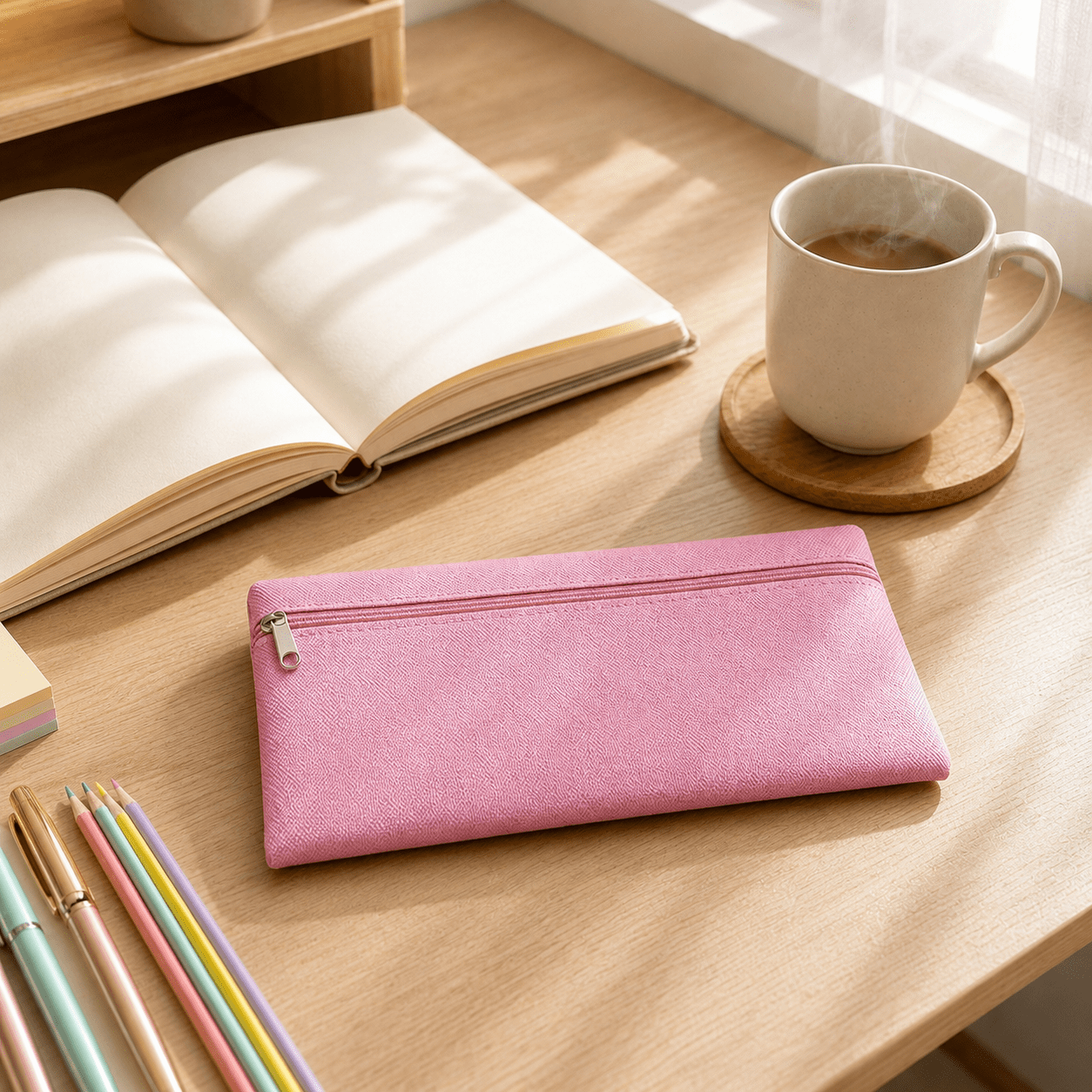 Aesthetic Pencil Pouch Large Capacity Organizer Solid Color Oxford ...
