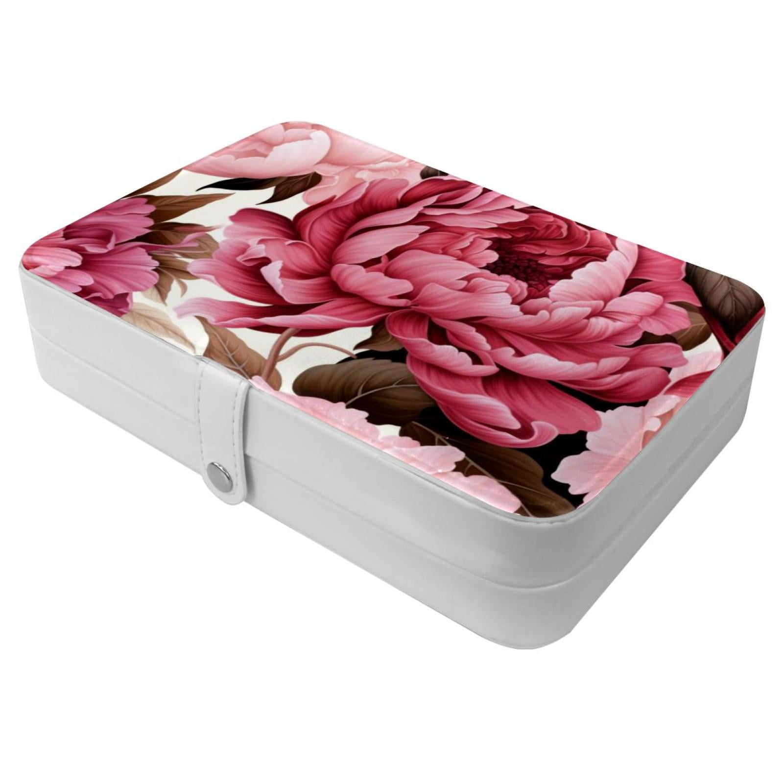 Aesthetic Peony Flower Travel Jewelry Box - Compact and Portable ...