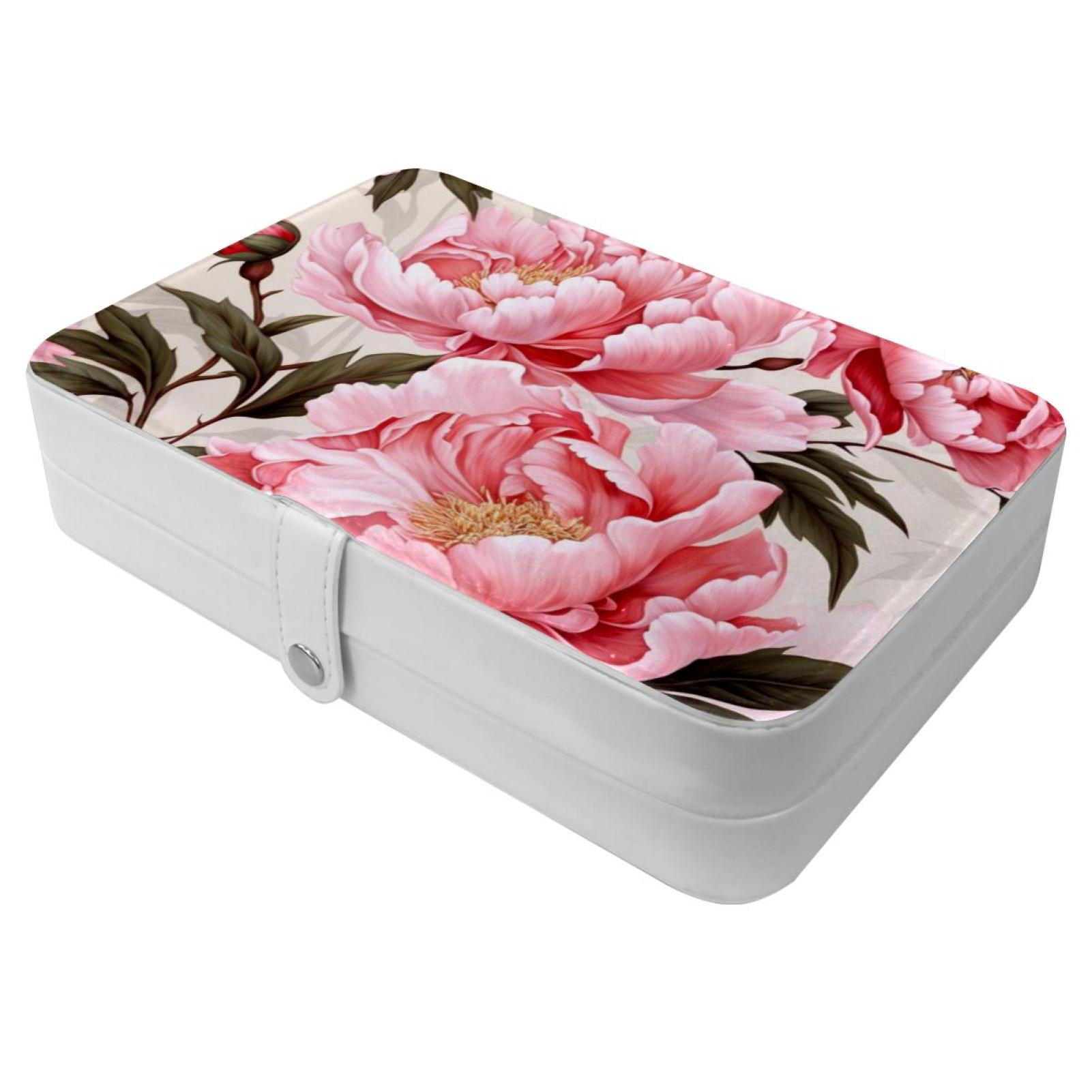 Aesthetic Peony Flower Travel Jewelry Box - Compact and Portable ...