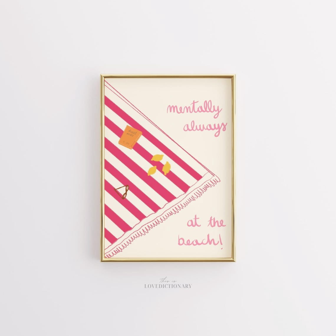 Aesthetic Pink Beach Wall Art Preppy Teen Room Decor Unframed Paper ...