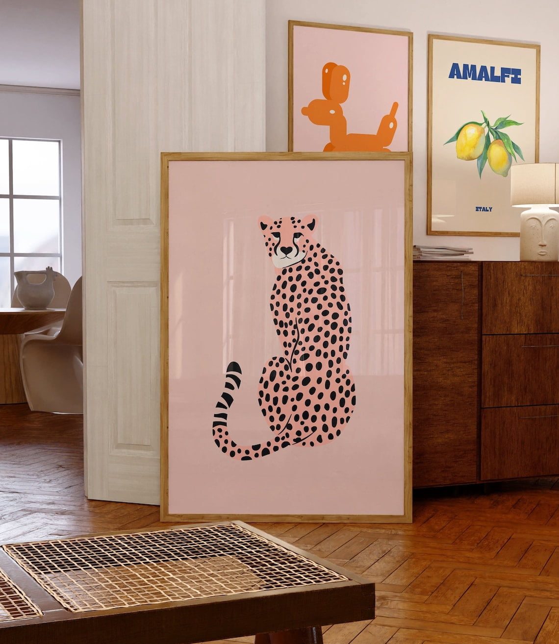 Aesthetic Pink Cheetah Animal Art Print Trendy Dorm Decor Minimal ...