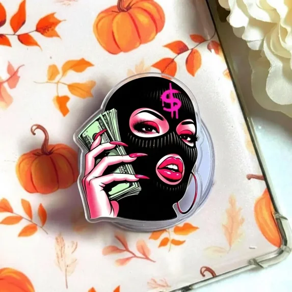 Aesthetic Pink Money Girl Magnetic Phone Grip, Retro Cash Stack ...