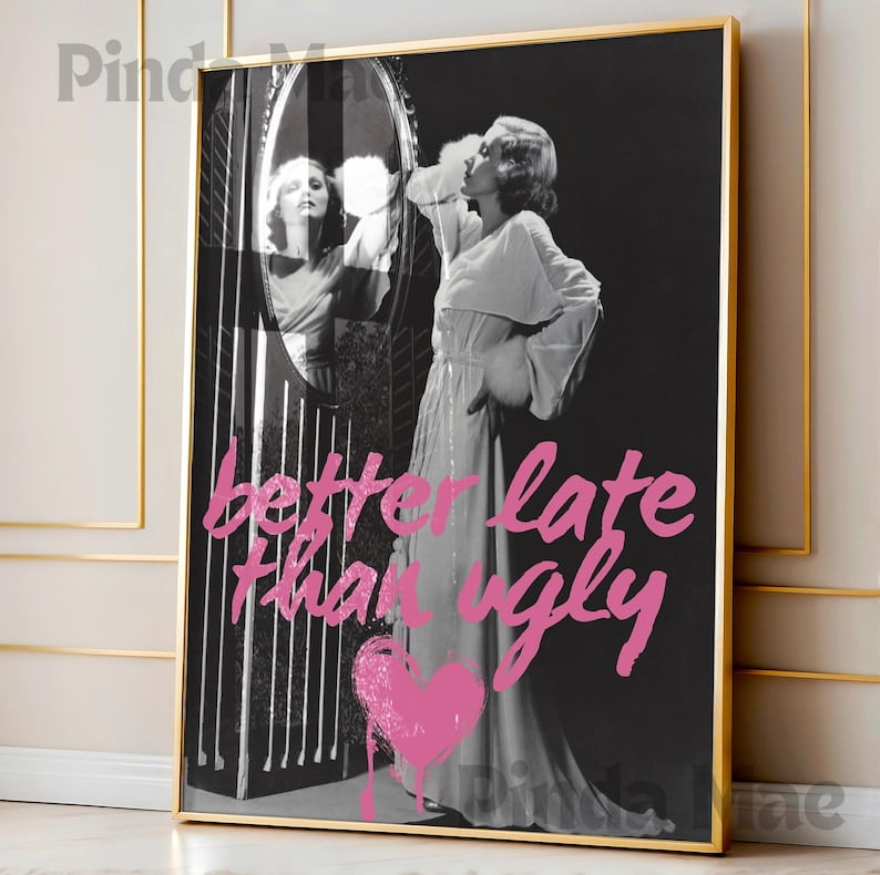 Aesthetic Pink Retro Print, Preppy Dorm Decor, Funny Poster, Trendy ...