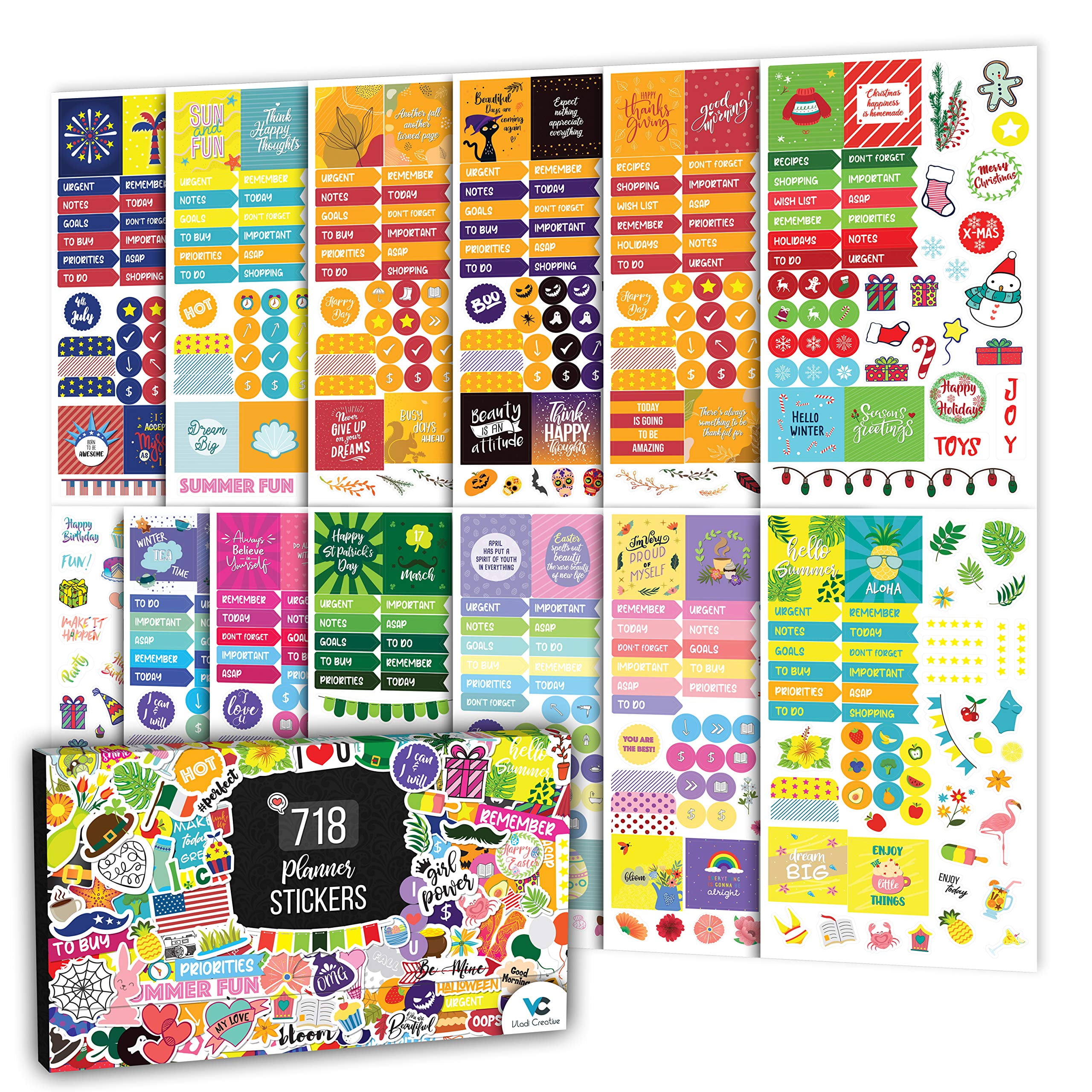 Aesthetic Planner Stickers - Productivity, Seasonal & Holiday Sticker ...