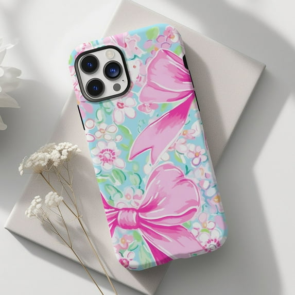 Aesthetic Preppy Floral Pink Bow Coquette Mag-Compatible Case 11 12 13 ...
