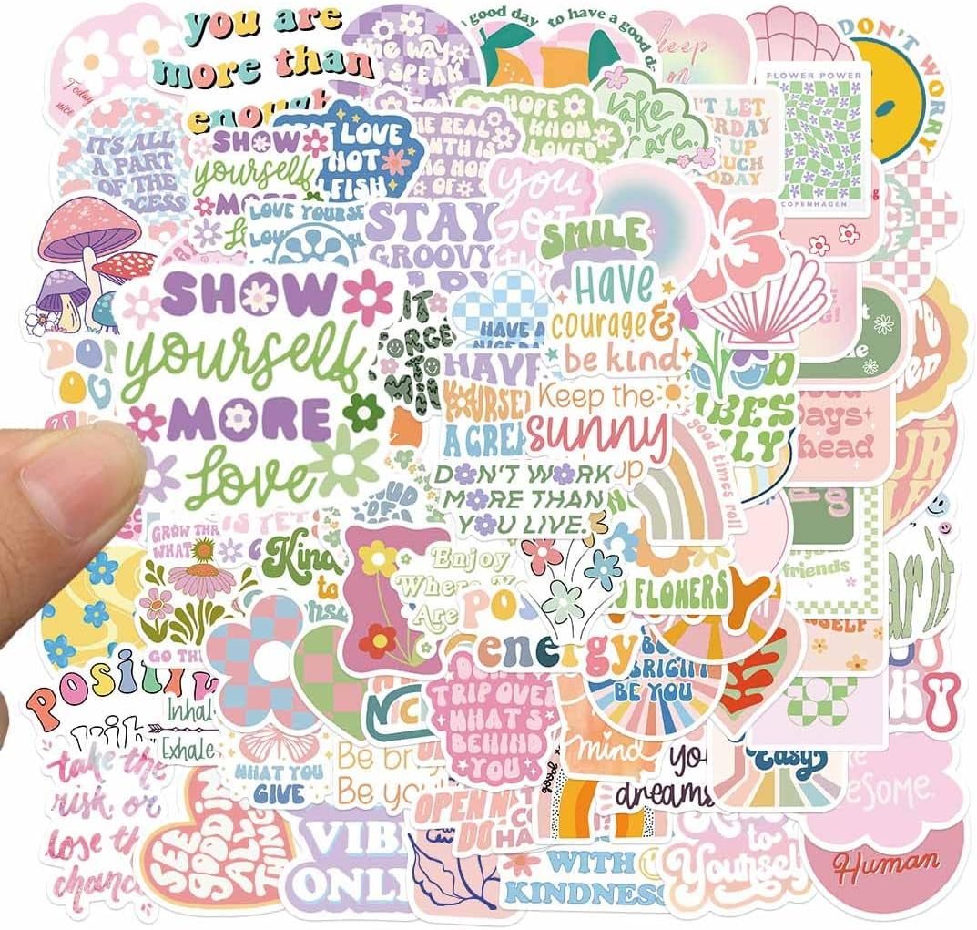 Aesthetic Preppy Stickers Pack - 100pcs Waterproof Vinyl for Girls ...