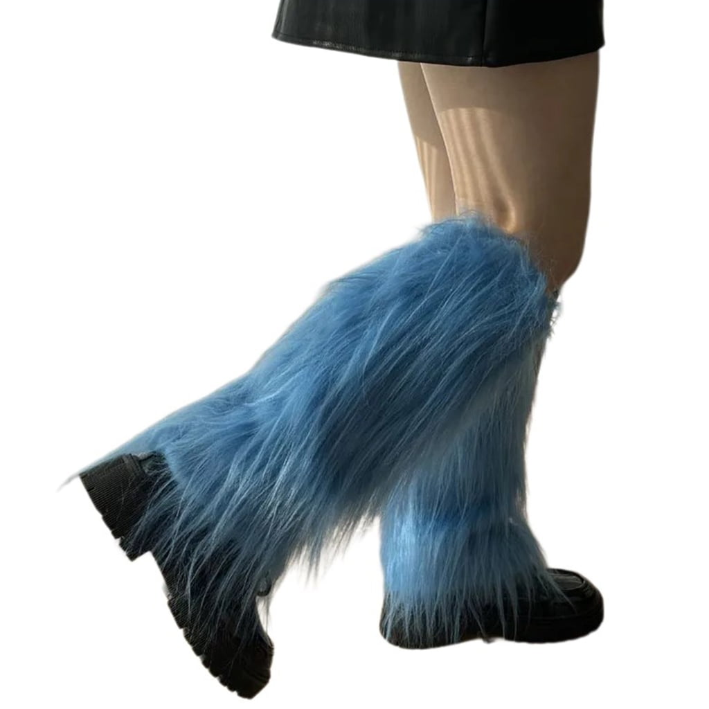 Aesthetic Punk Fuzzy Leg Warmers for Women Soft Thickened Plush Boot ...