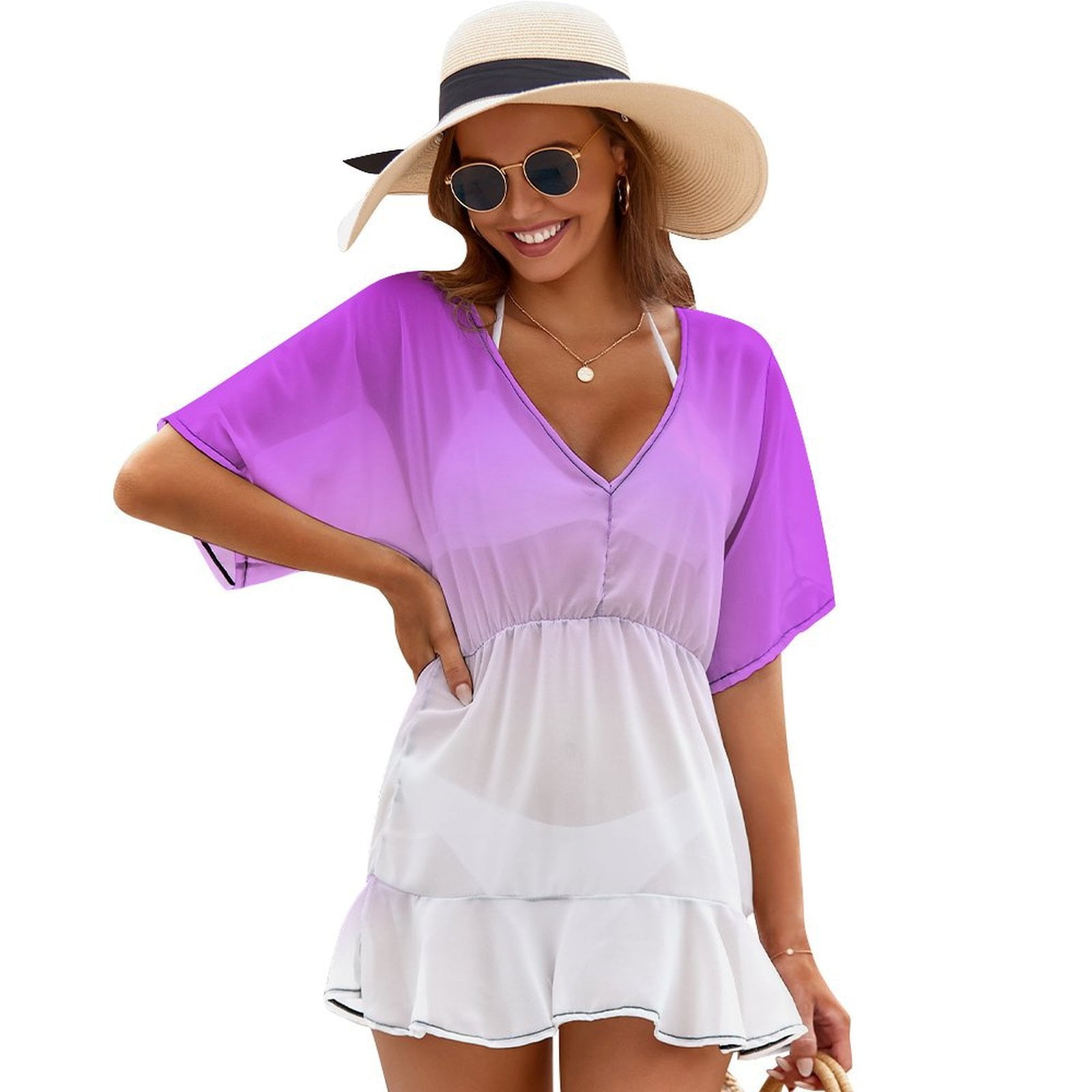 Aesthetic Purple And White Gradient Women's Luxury Party Dress Evening ...