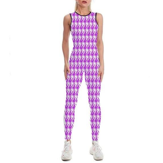 Aesthetic Purple And White Ripple Women's One Piece Yoga Jumpsuits ...