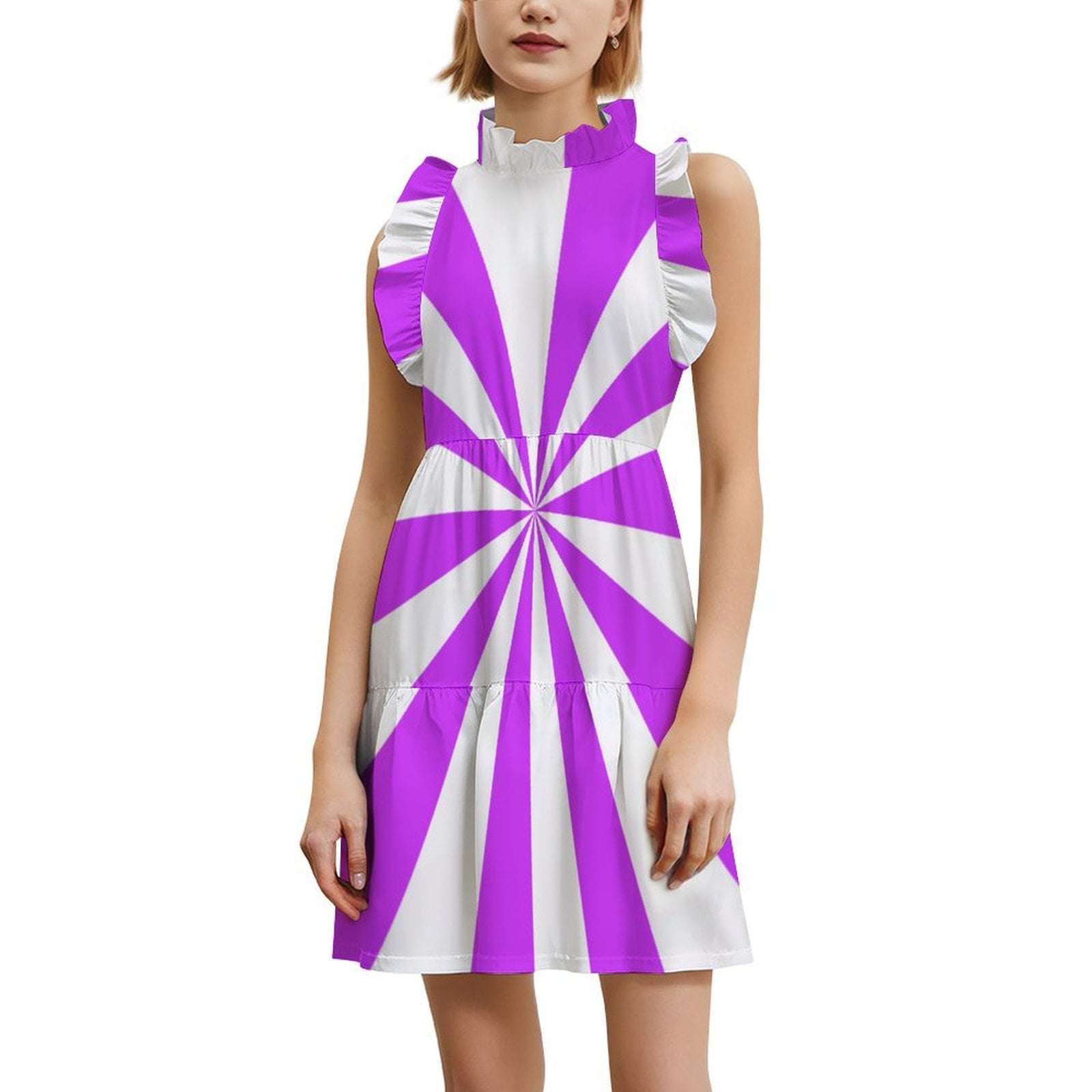 Aesthetic Purple And White Sunburst Women's Fashion Casual Dress Summer ...