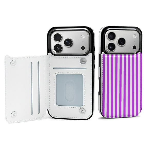 Aesthetic Purple And White Vertical Leather Wallet Case for iPhone13 ...