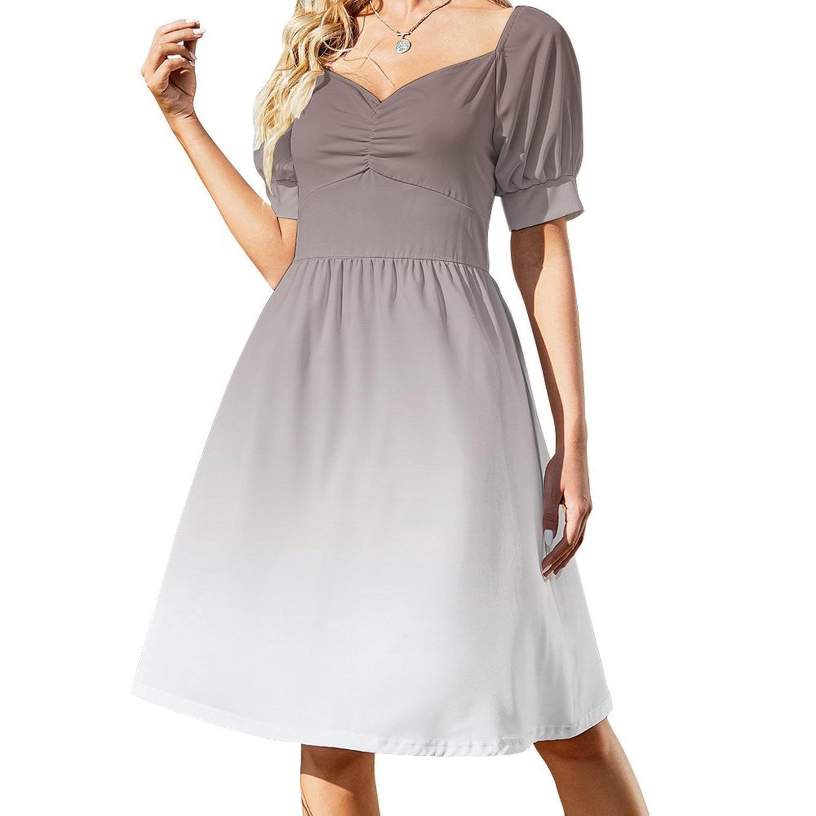 Aesthetic Purple Violet And White Gradient Short Sleeve Dress Clothes ...