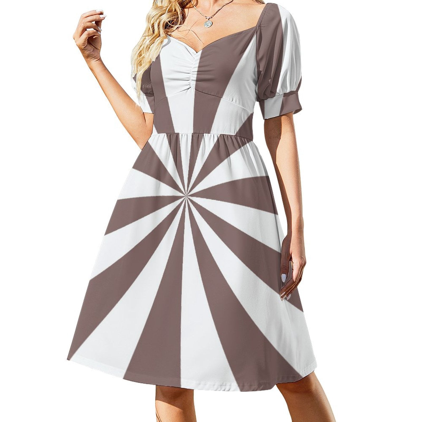 Aesthetic Purple Violet And White Sunburst Short Sleeve Dress Clothes ...