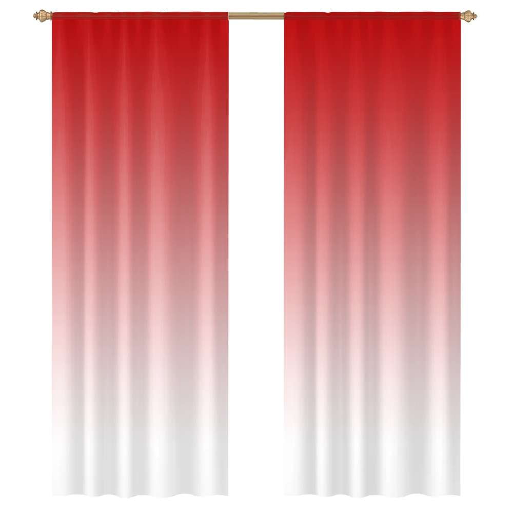 Aesthetic Raspberry Red And White Gradient Sheer Voile Curtain Window ...