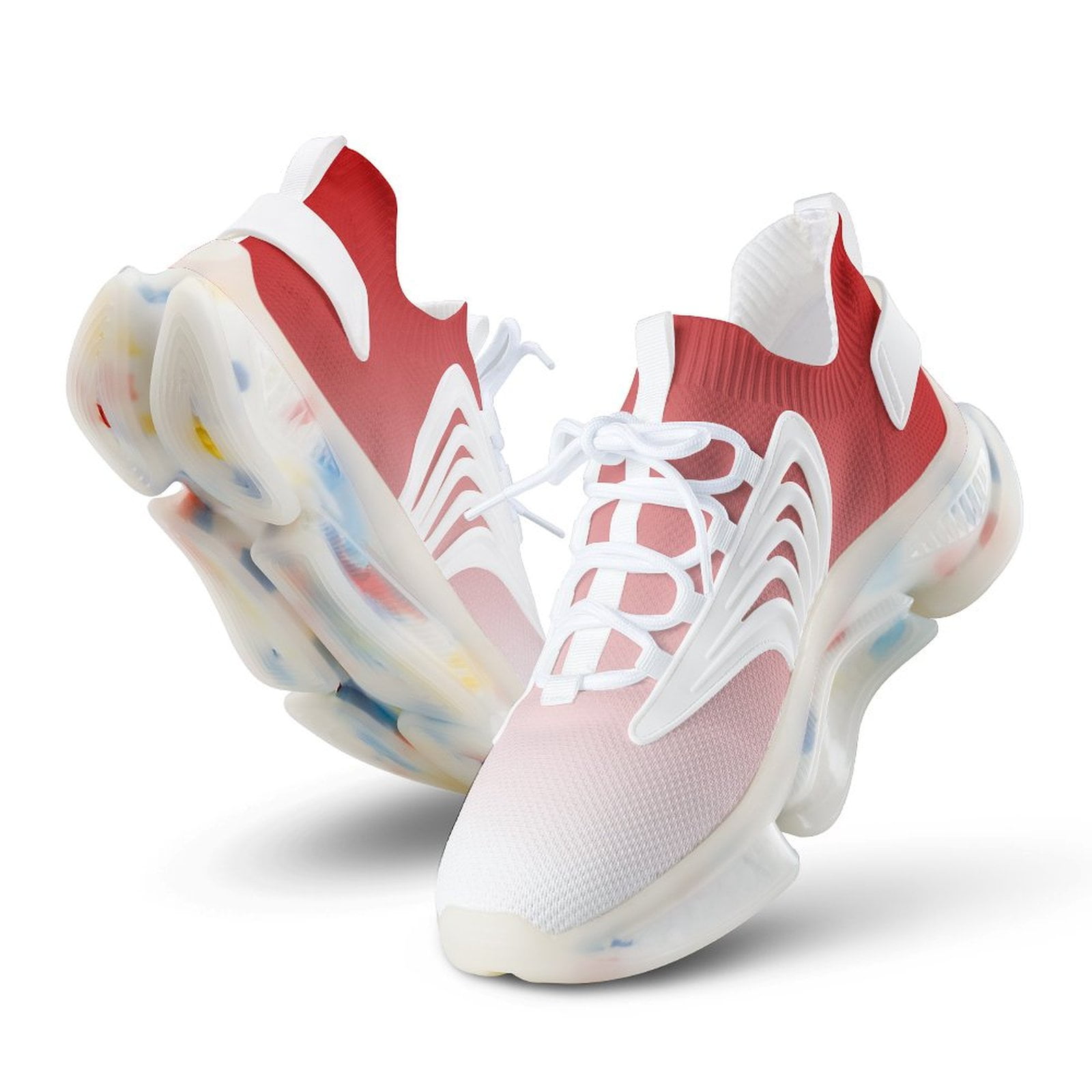 Aesthetic Raspberry Red And White Gradient Walking Shoes for Men Woman ...