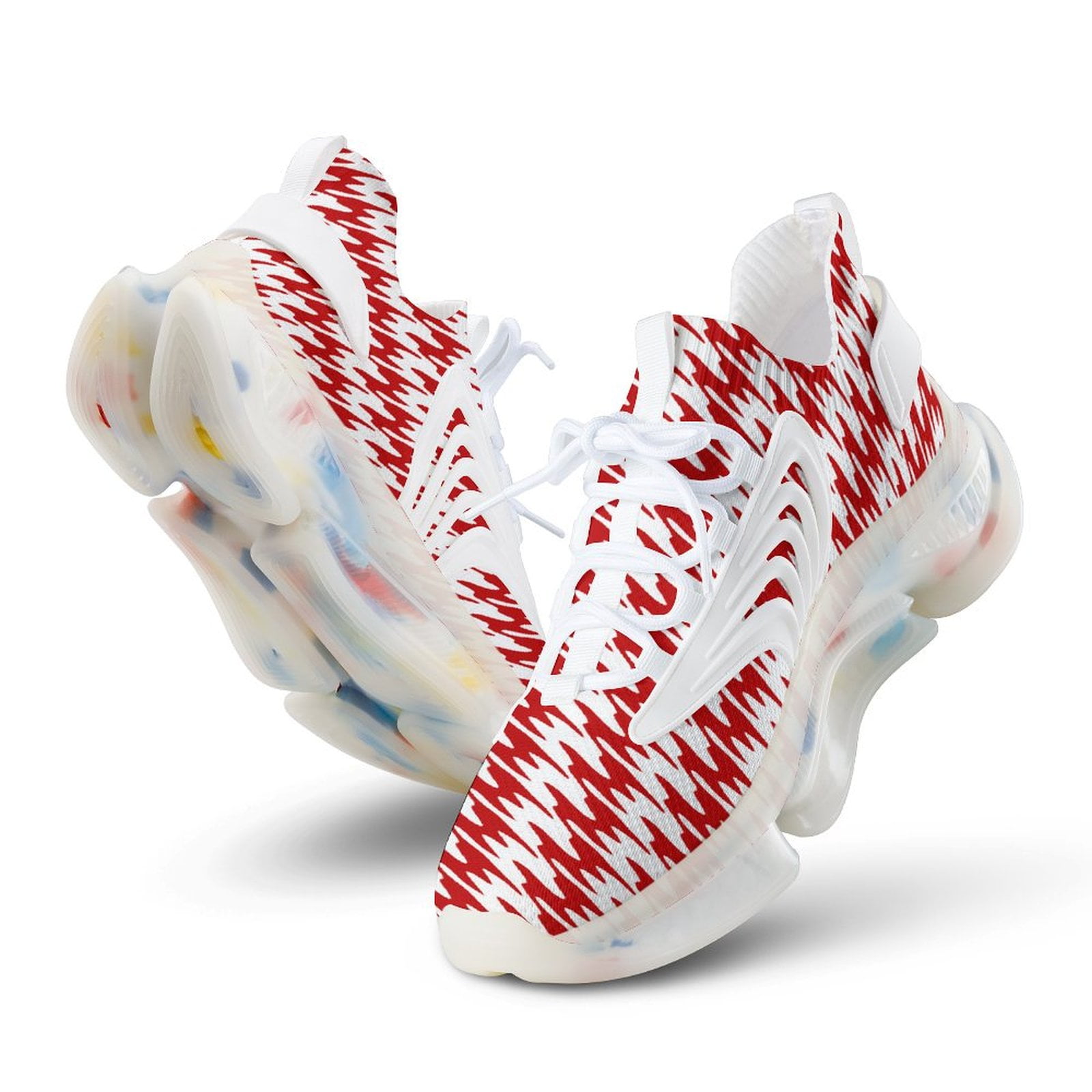 Aesthetic Raspberry Red And White Ripple Walking Shoes for Men Woman ...