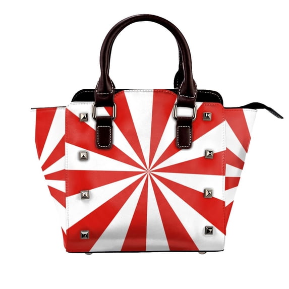 Aesthetic Traffic Red And White Sunburst Rivet Fashion One-Shoulder ...