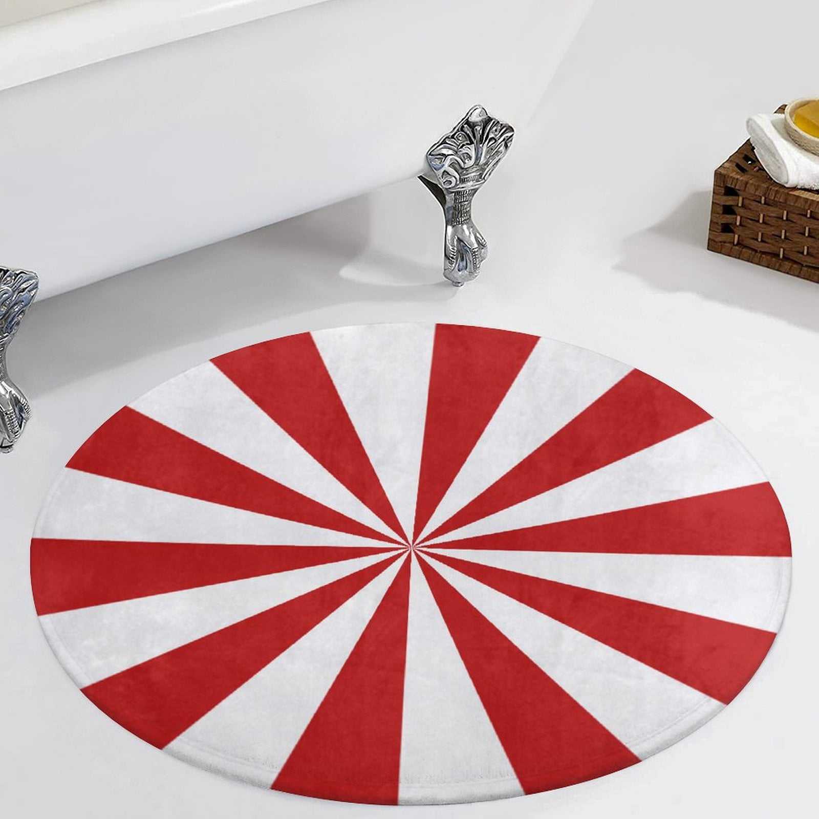 Aesthetic Raspberry Red And White Sunburst Round Carpet Circle Rug ...