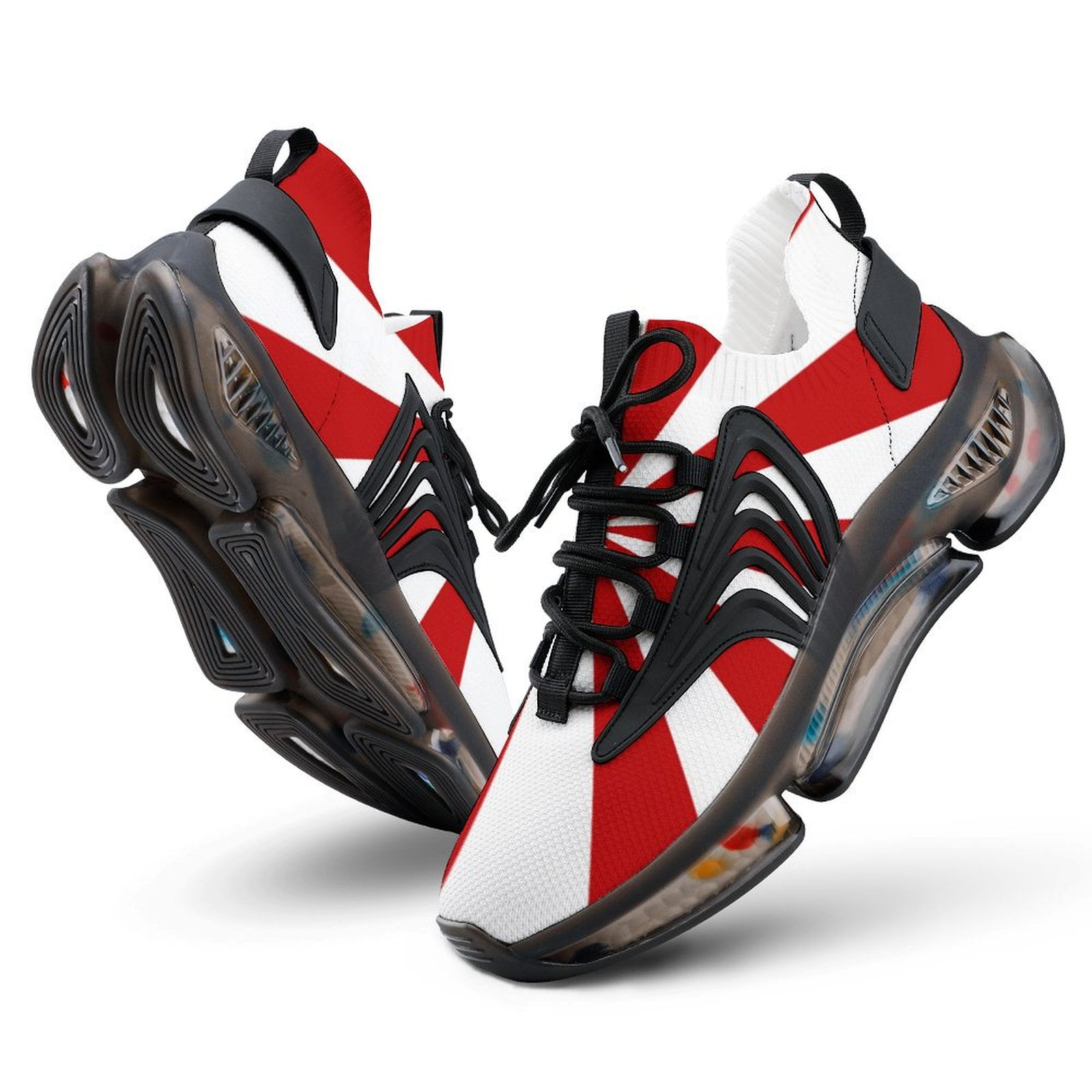 Aesthetic Raspberry Red And White Sunburst Walking Shoes for Men Woman ...