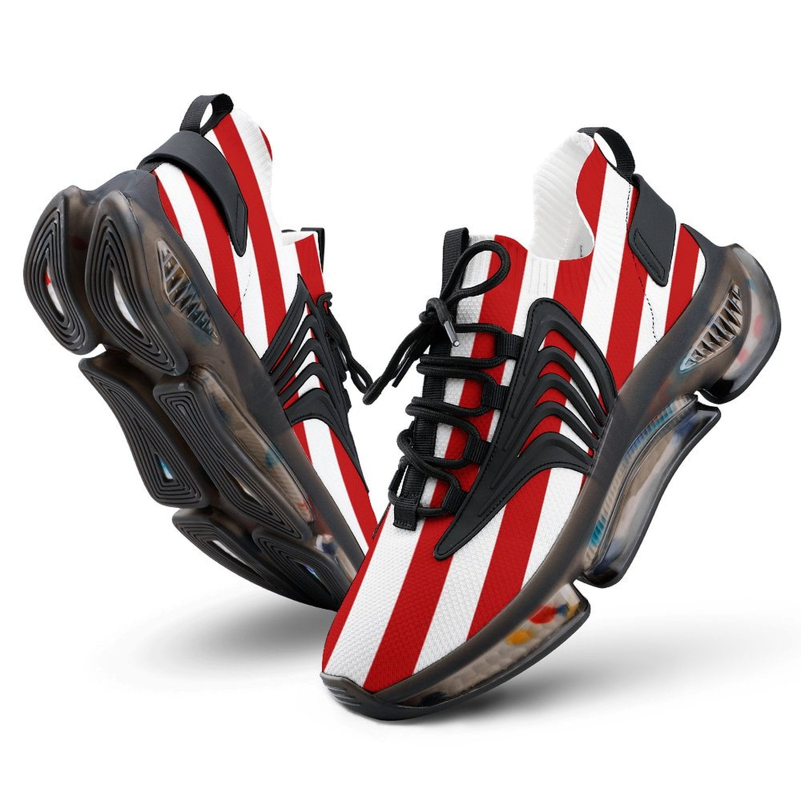 Aesthetic Raspberry Red And White Vertical Walking Shoes for Men Woman ...