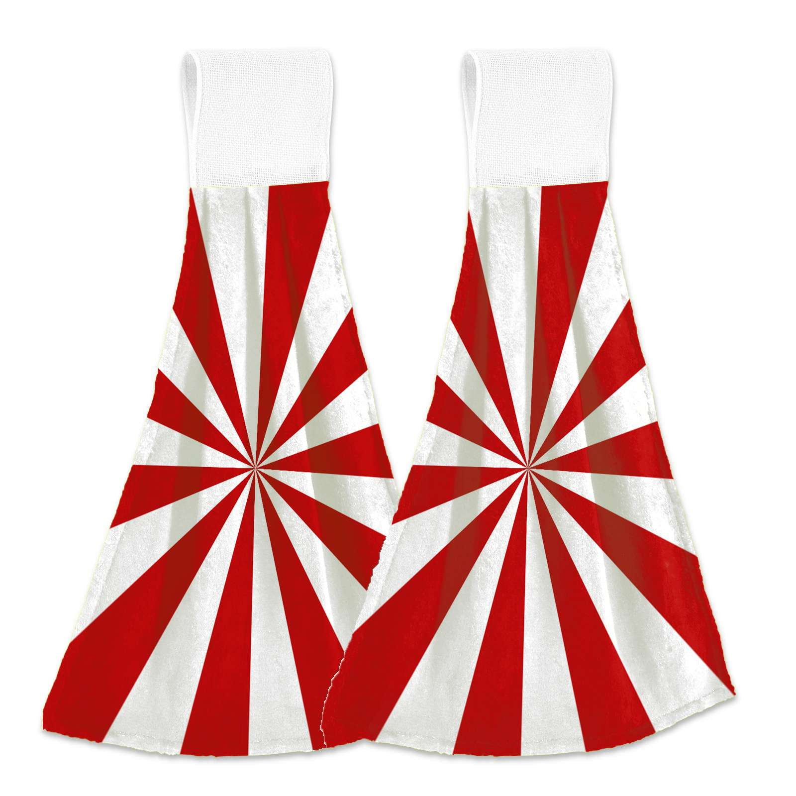 Aesthetic Raspberry Red and White Sunburst Hanging Kitchen Hand Towels ...
